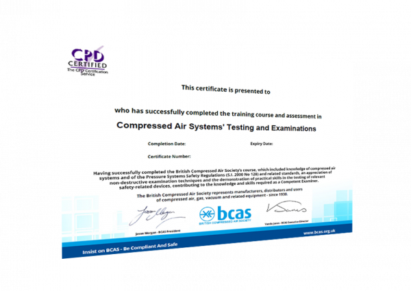 Compressed Air Systems Testing & Examination training | BCAS